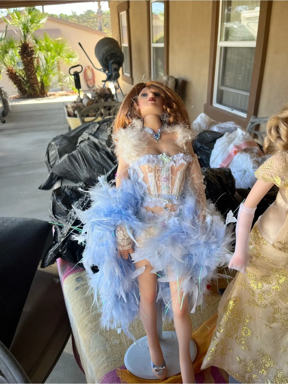 Other | Blue Feathered Fashion Doll With Lace Corset | Poshmark